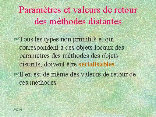Paramètres et valeurs de retour des méthodes distantes